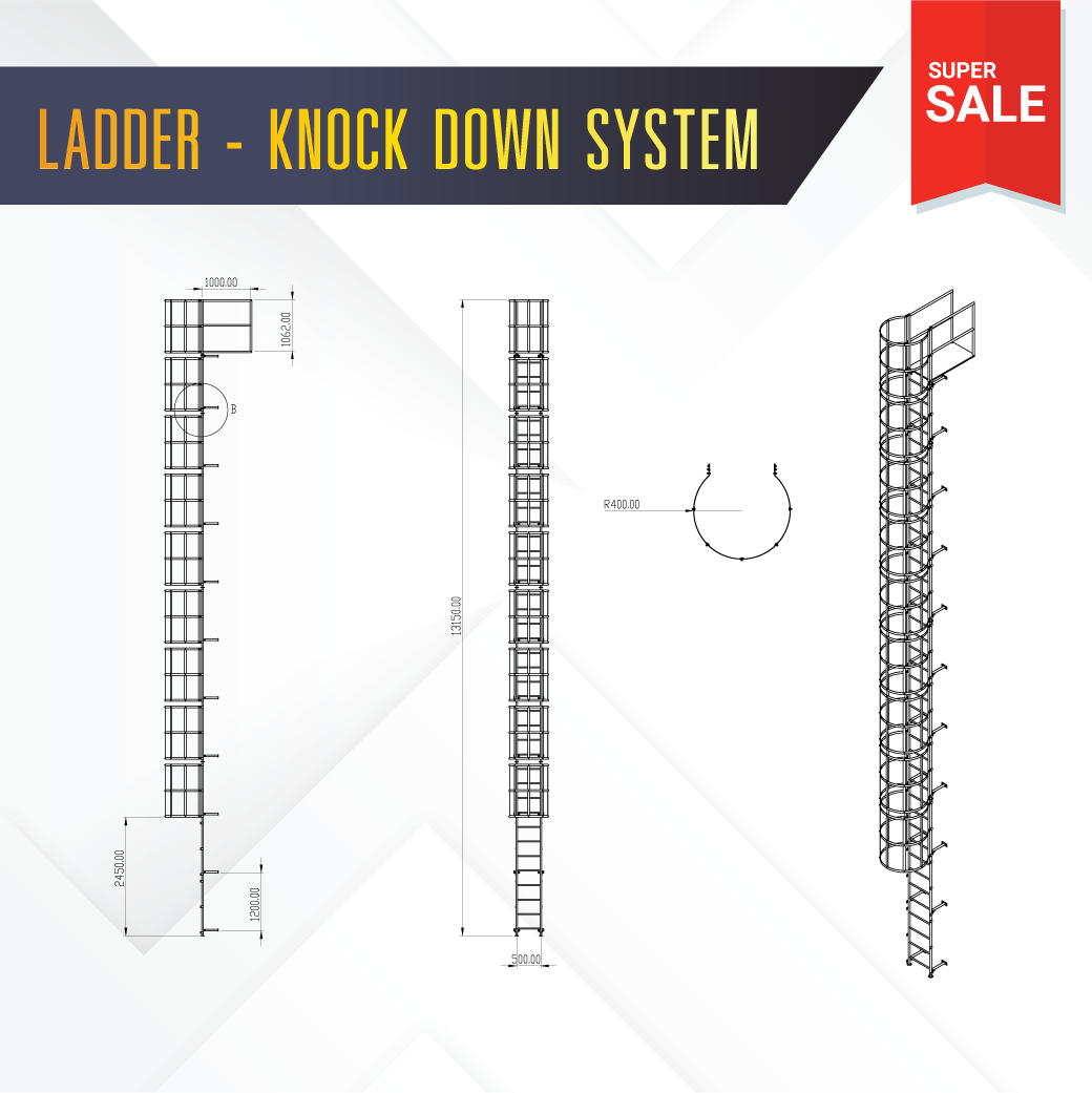 บันไดลิง SERVICE LADDER - บันไดเซอร์วิส สำเร็จรูป - JET STEEL and SERVICES